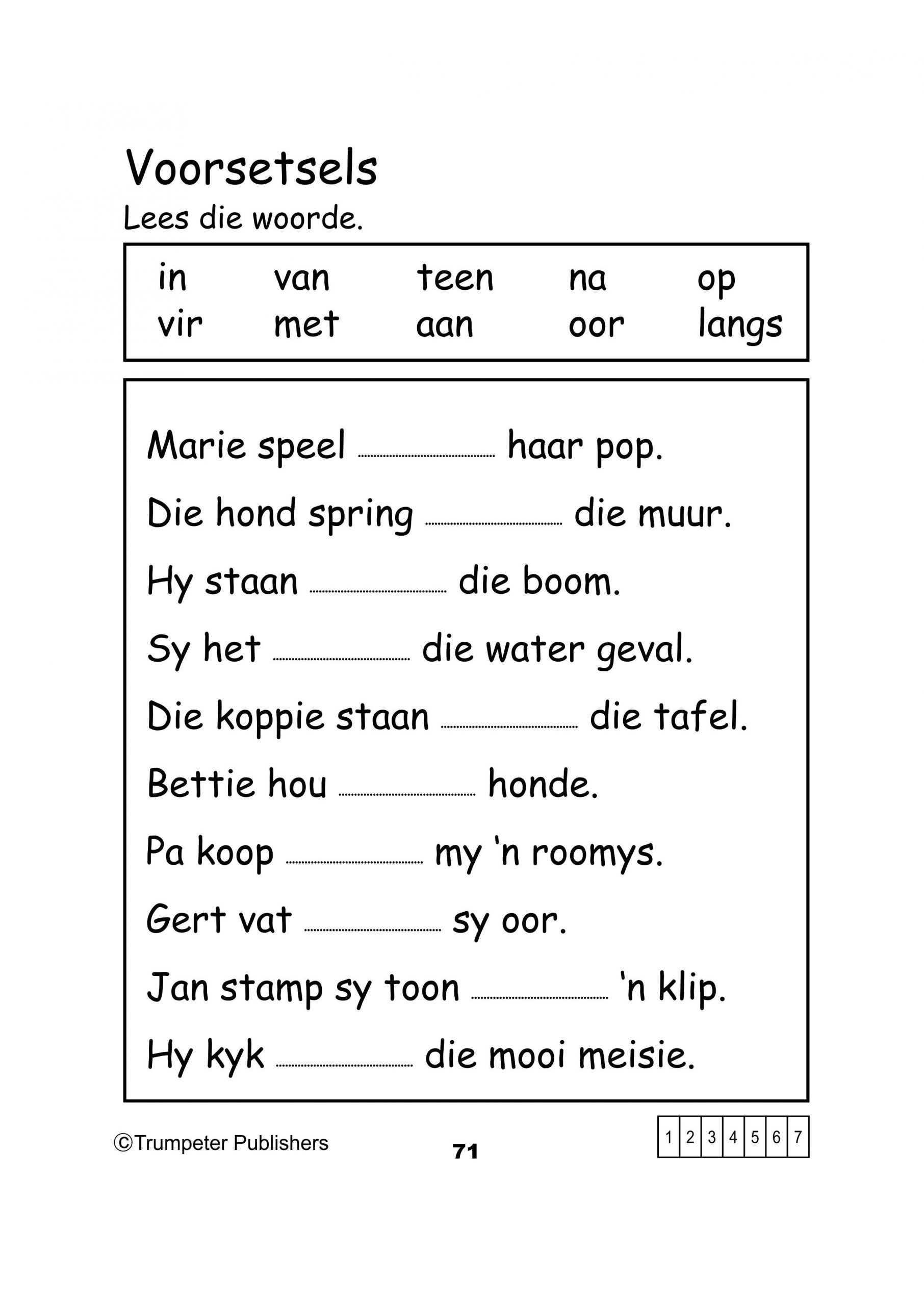 Grade 1 Afrikaans Worksheets